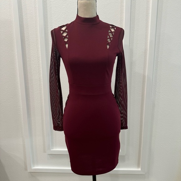 privy | Dresses | Nwt Bodycon Dress W Mesh Sleeves | Poshmark